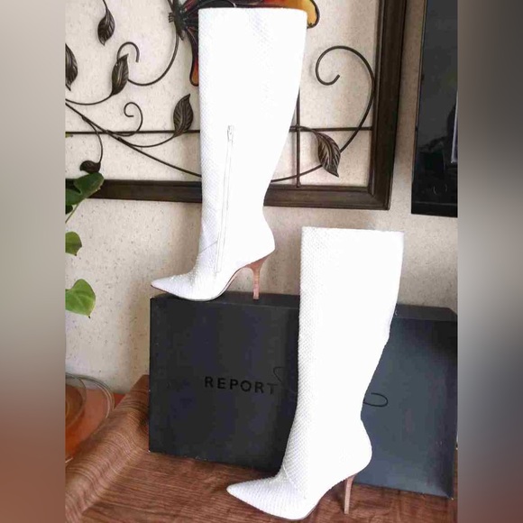 Report Signature | Shoes | Report Signature White Leather Heeled Boots ...